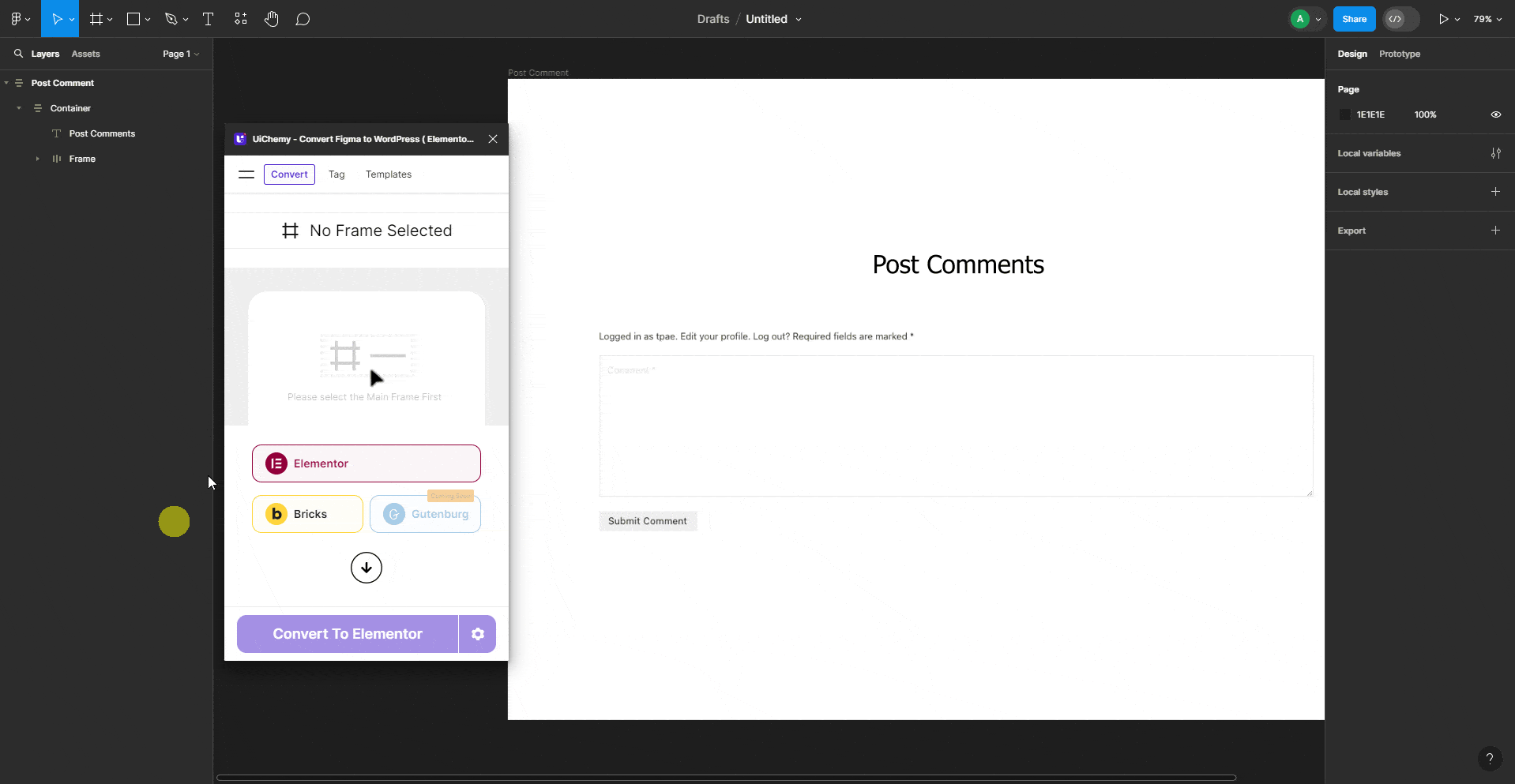 How to Tag The Post Comment Widget for Figma to Elementor? - UiChemy