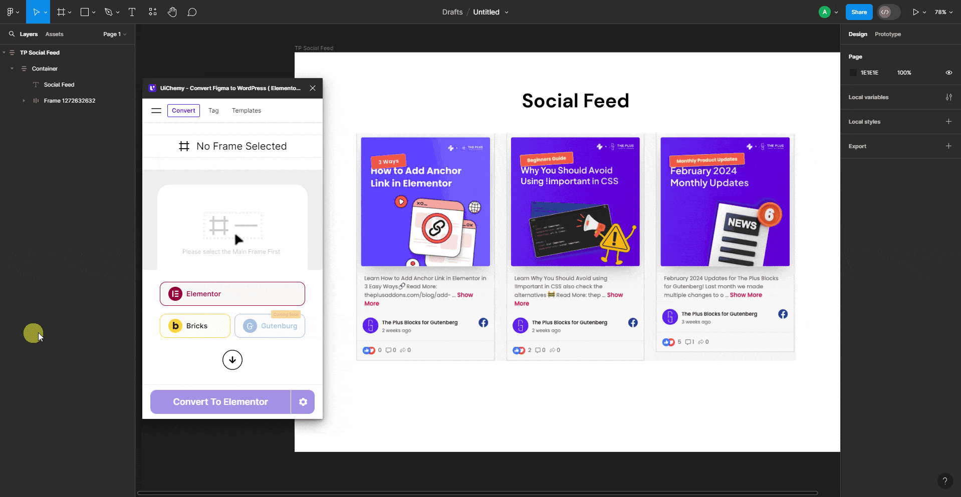 How to Tag The Social Feed Widget for Figma to Elementor? - UiChemy