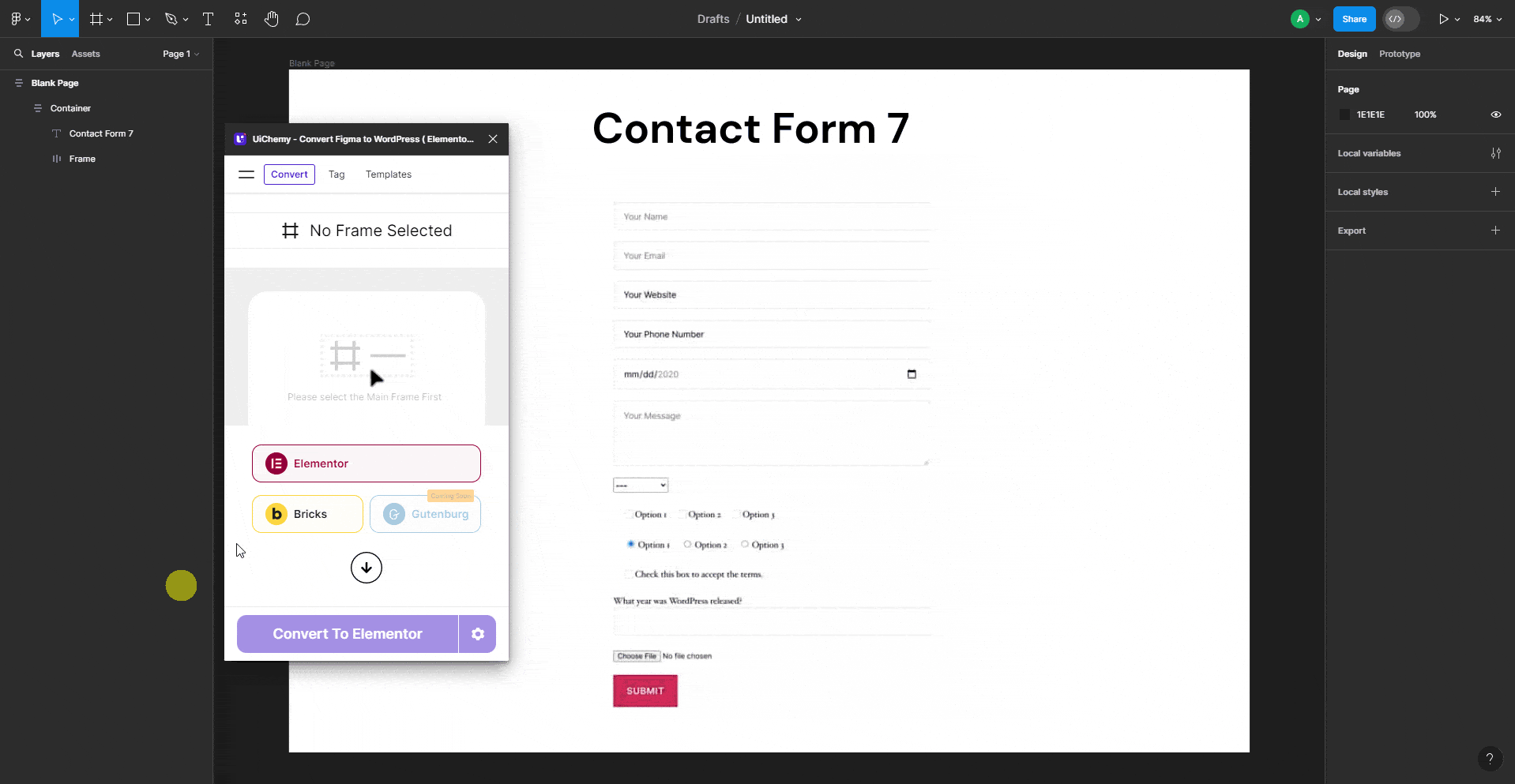 How To Tag The Contact Form 7 Widget For Figma To Elementor Uichemy 