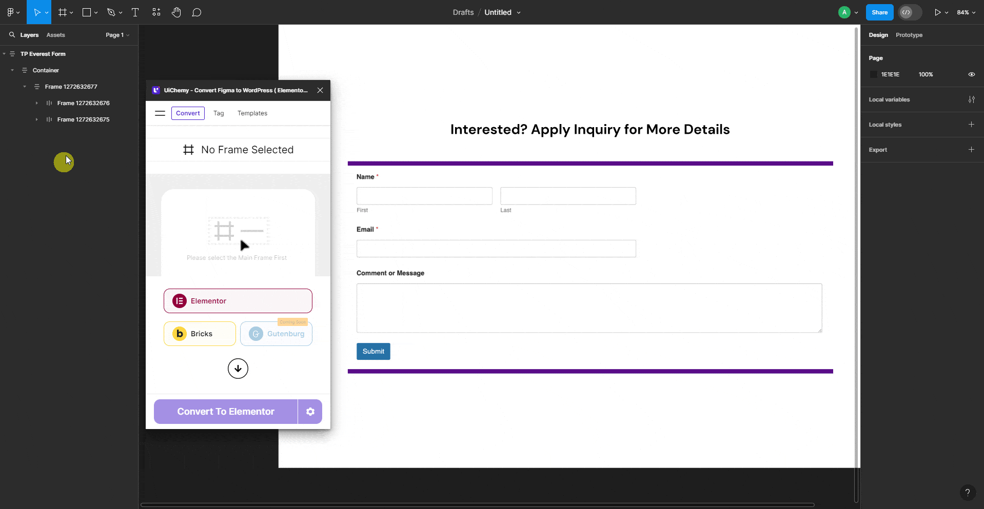 How to Tag The Everset Form Widget for Figma to Elementor? - UiChemy