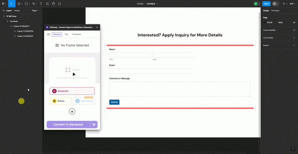 How to Tag The WP Form Widget for Figma to Elementor? - UiChemy