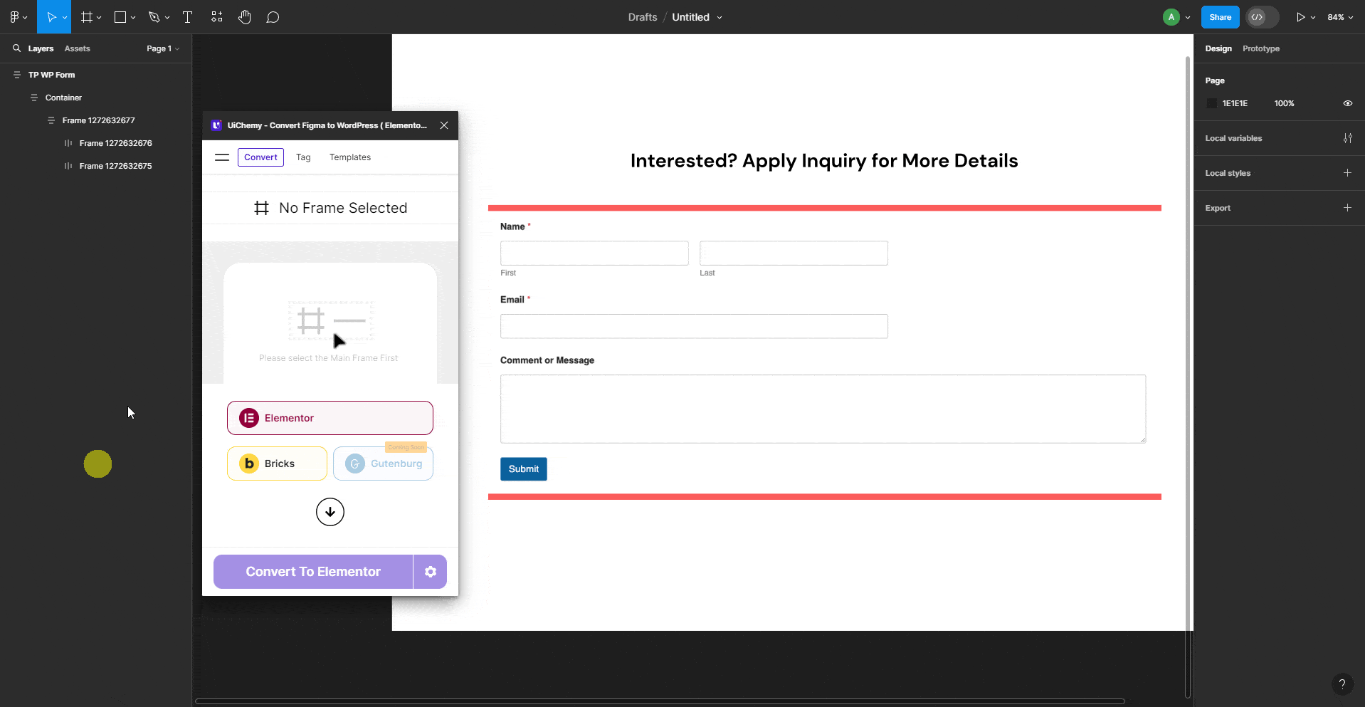 How to Tag The WP Form Widget for Figma to Elementor? - UiChemy